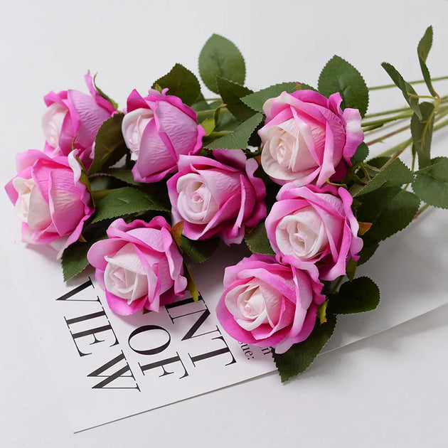 Realistic Artificial Red Roses - Wedding Home Decor – Nestilia